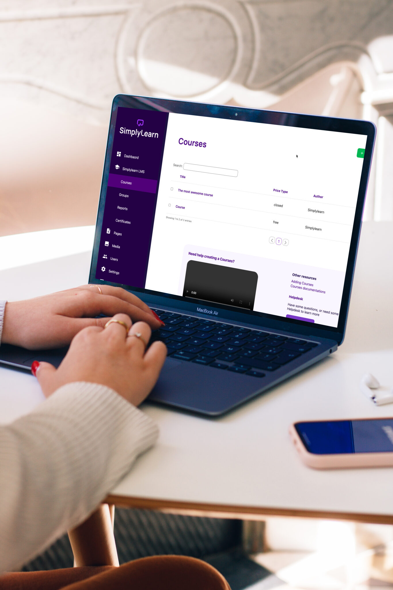 A simple and flexible learning platform on your own website - SimplyLearn