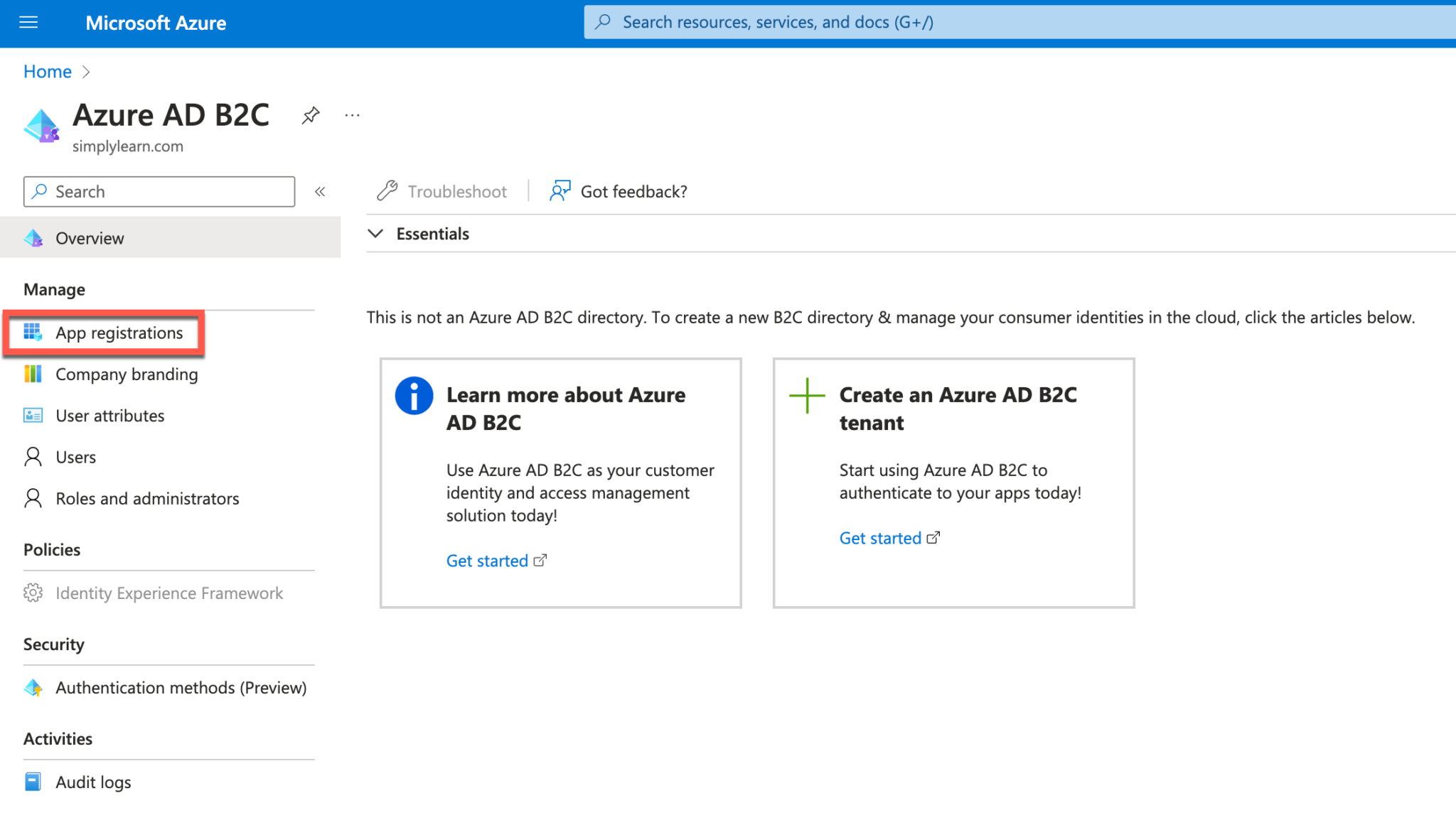 Steps to configure Azure B2C Single Sign-On (SSO) Login into Simplylearn - SimplyLearn